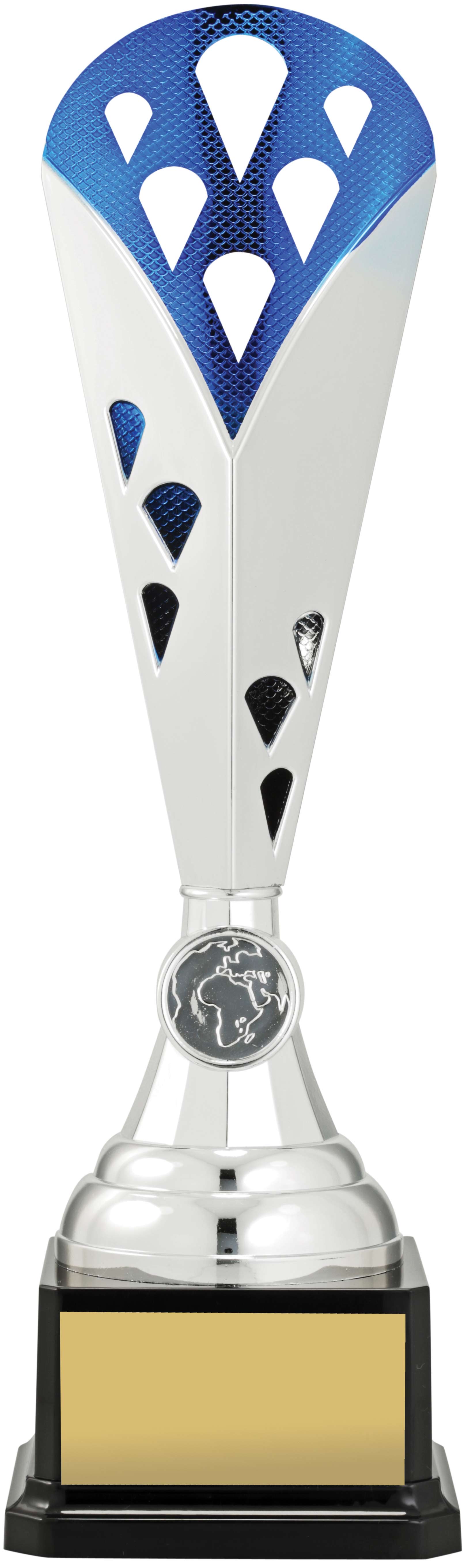 Plastic Zephyr Cup Silver/Blue – TAS Trophies